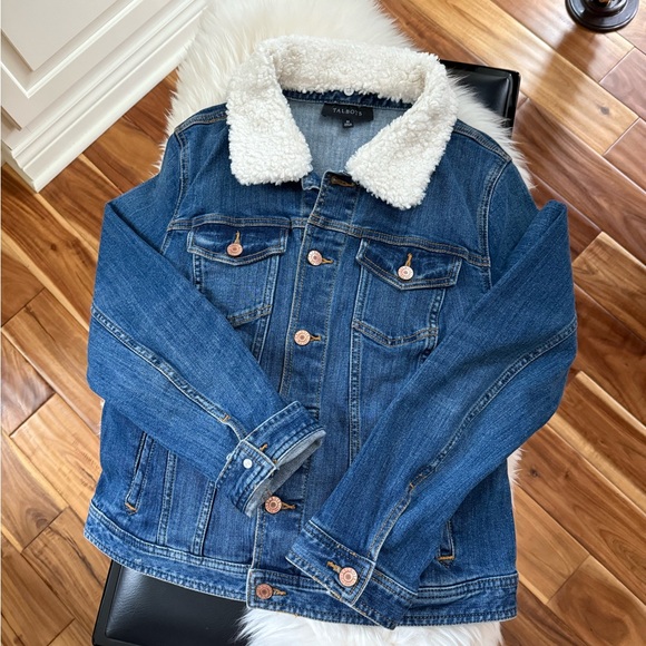 Talbots | Jackets & Coats | Talbots Blue Denim Jacket With White Sherpa ...